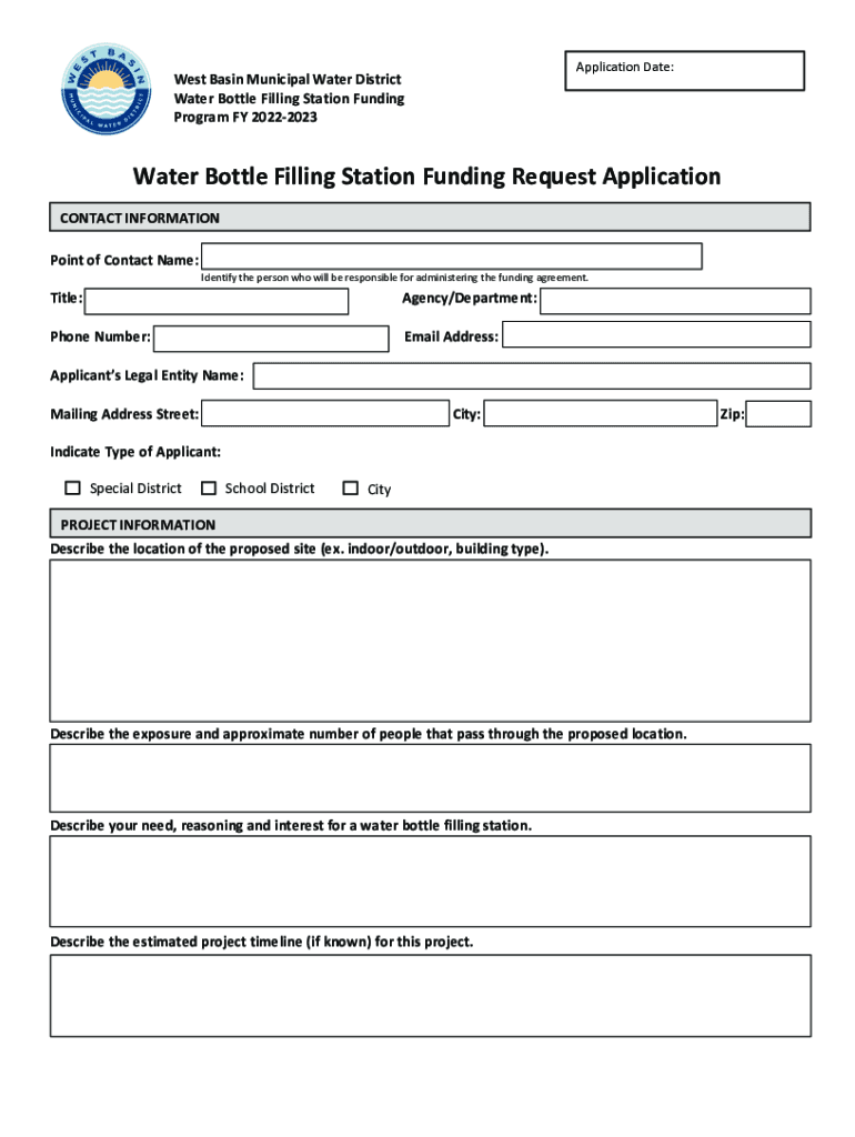 Fillable Online Water Bottle Filling Station Funding Request ...