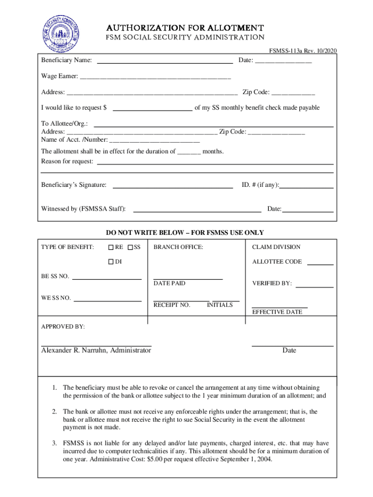 Fillable Online Authorization for Allotment final3 2.doc Fax Email ...