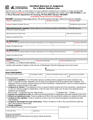 Fillable Online Certified Abstract of Judgment for a Motor Vehicle Loss. Use this form to notify ...