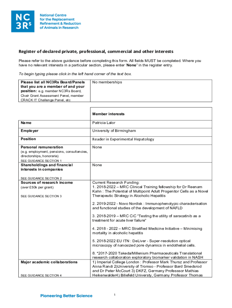 Fillable Online nc3rs org Patricia Lalor - DOI form.pdf Fax Email Print ...