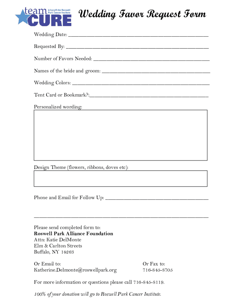 Fillable Online Wedding Favors Request Form Fax Email Print - pdfFiller