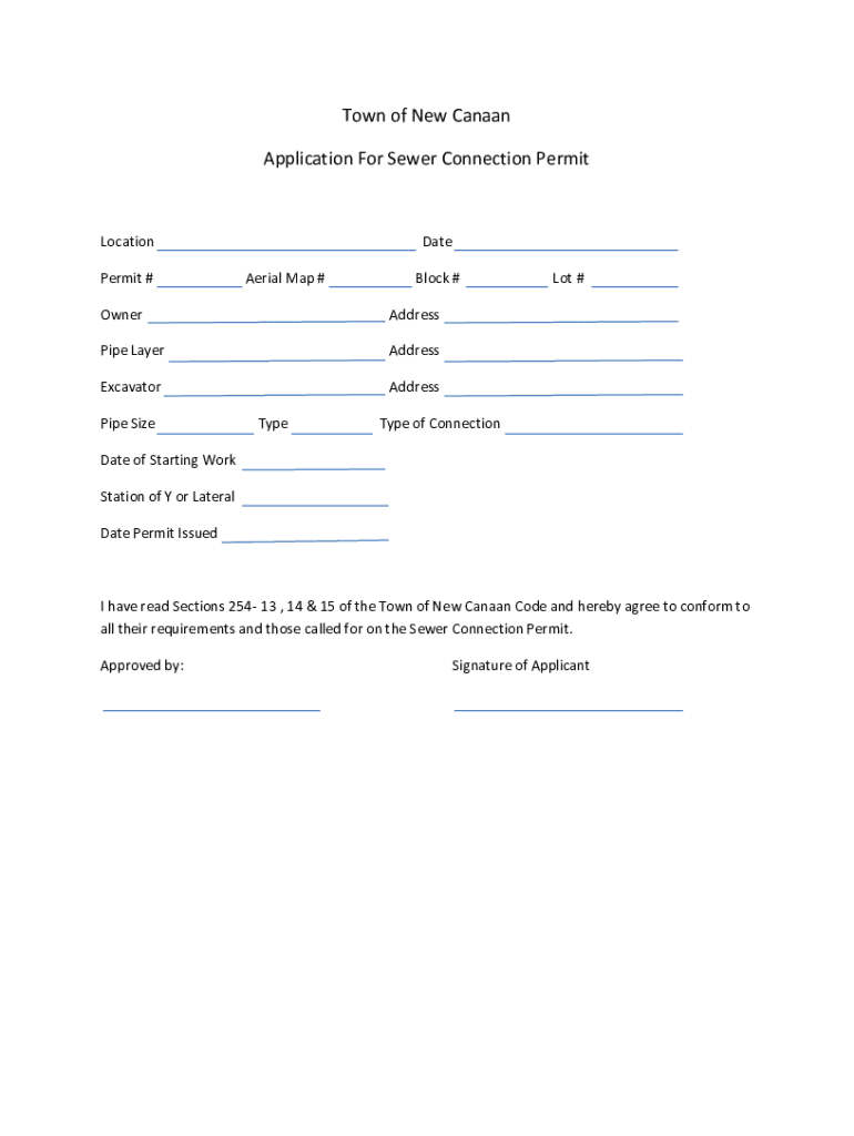 Fillable Online Town of New Canaan Application For Sewer Connection ...