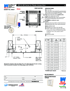 Fillable Online Flush Plaster Bead Access Door / PanelWB PL 500 Fax ...