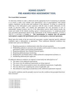 Fillable Online PRE-AWARD RISK ASSESSMENT TEMPLATE AND ... Fax Email ...