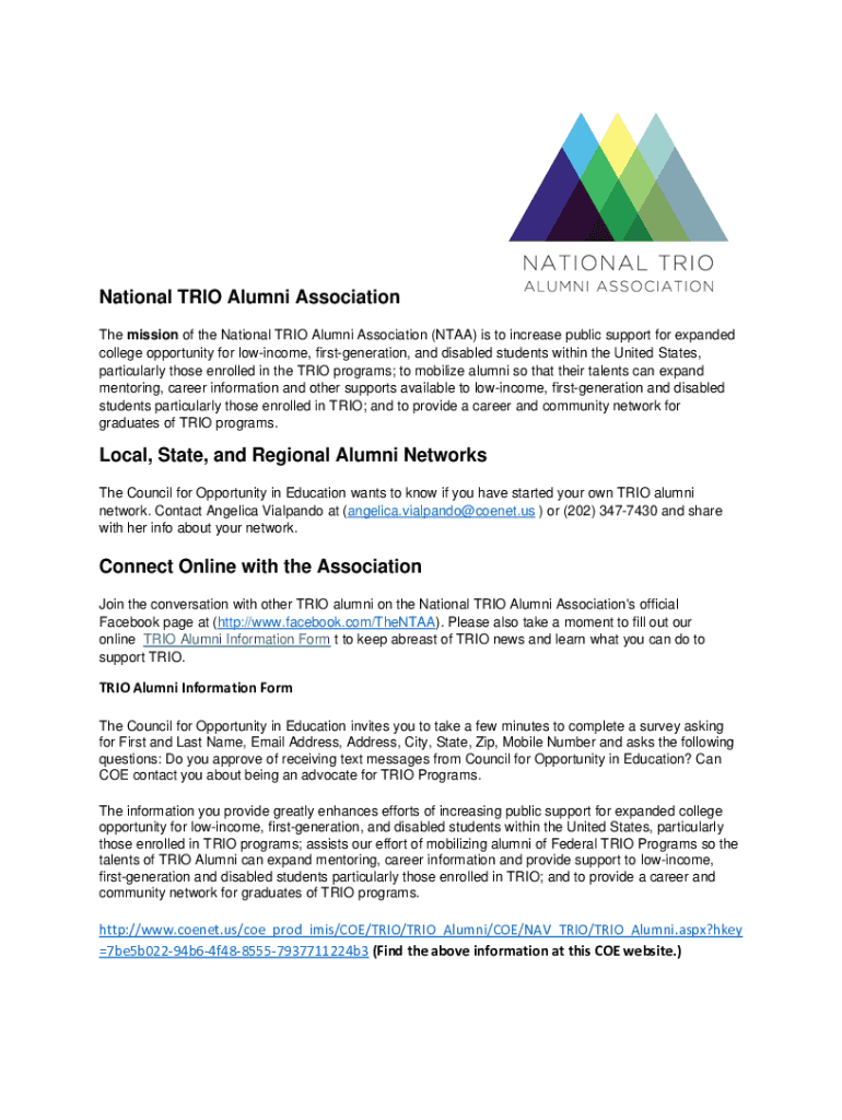 Fillable Online Student Support Services TRiO Alumni Fax Email Print ...