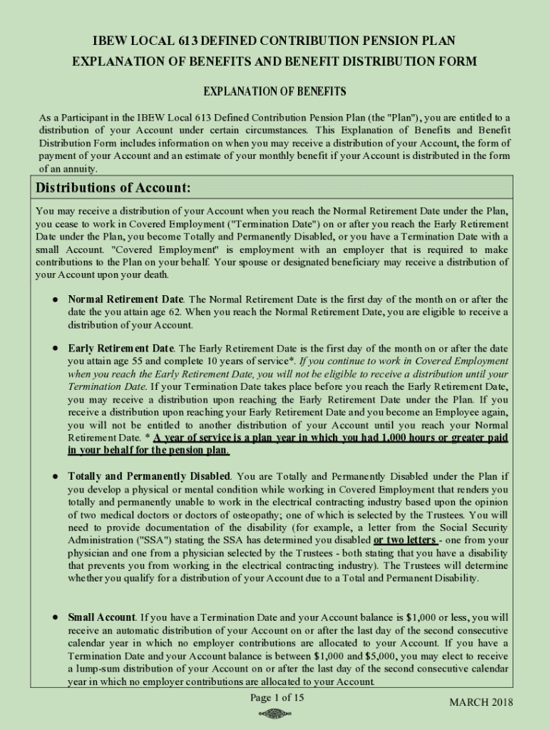 Fillable Online IBEW Pension Benefit Fund Rules and Regulations of the ...