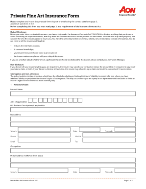 Fillable Online Private Fine Art Insurance Form Fax Email Print - pdfFiller