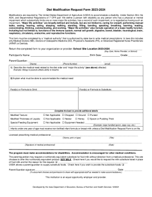 Fillable Online Diet Modification Request Form 2023-2024.docx Fax Email ...