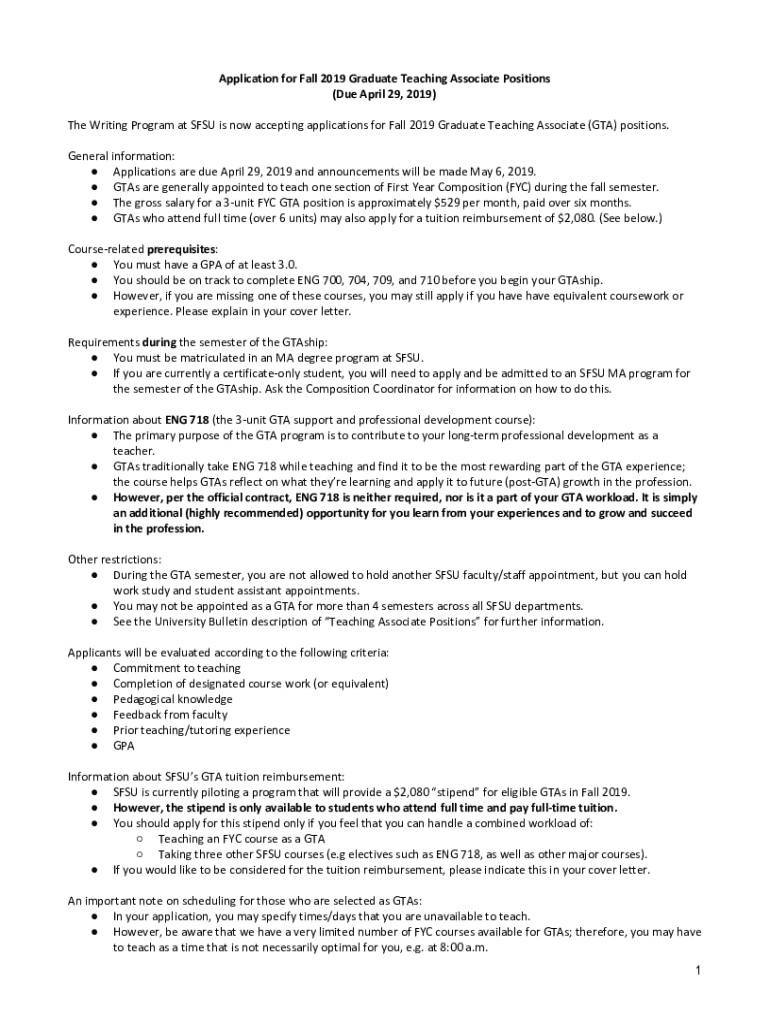 Fillable Online Teaching Associate Eligibility Form Fax Email Print ...