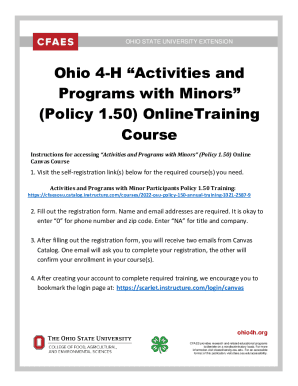 Fillable Online huron osu Ohio 4-H Activities and Programs with Minors (Policy 1.50 ... Fax ...