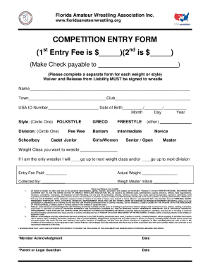 Fillable Online COMPETITION ENTRY FORM (1 Entry Fee is $) Fax Email ...