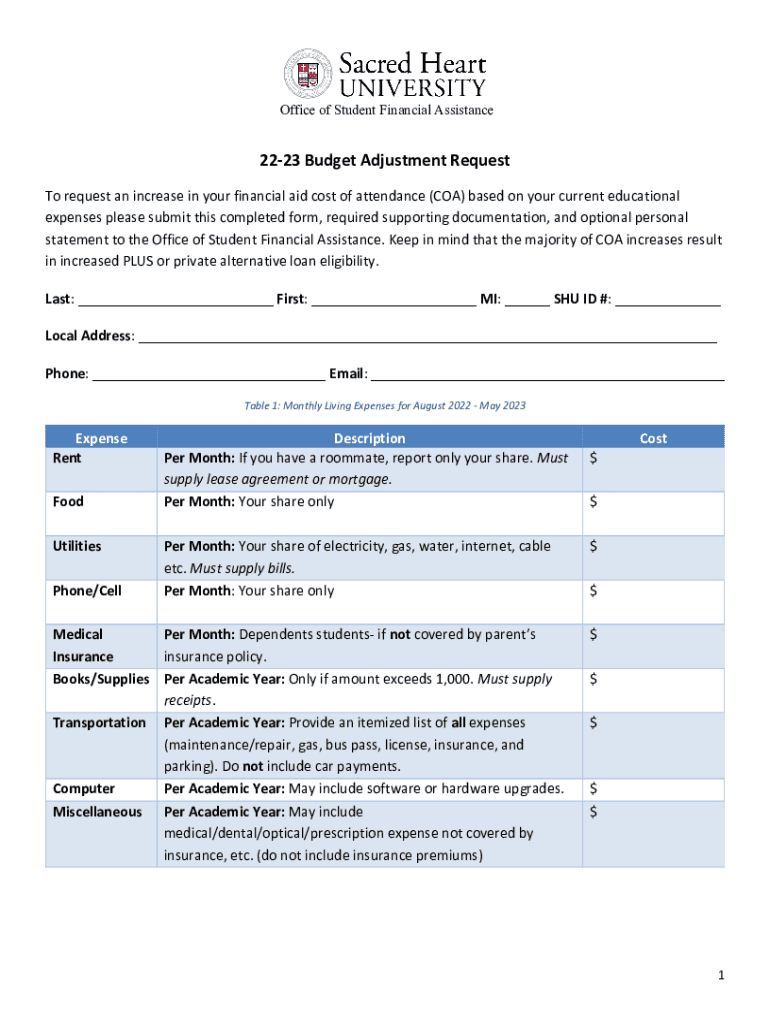 Fillable Online 22-23 Budget Adjustment Request Fax Email Print - pdfFiller