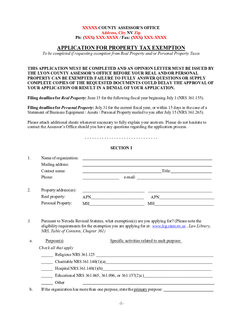 Fillable Online Homeowner Exemption Application - Valley County Fax ...