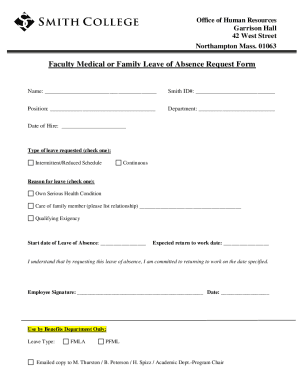 Fillable Online Faculty Medical or Family Leave of Absence Request Form Fax Email Print - pdfFiller
