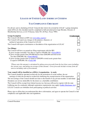 Fillable Online TAX COMPLIANCE CHECKLIST Fax Email Print - pdfFiller
