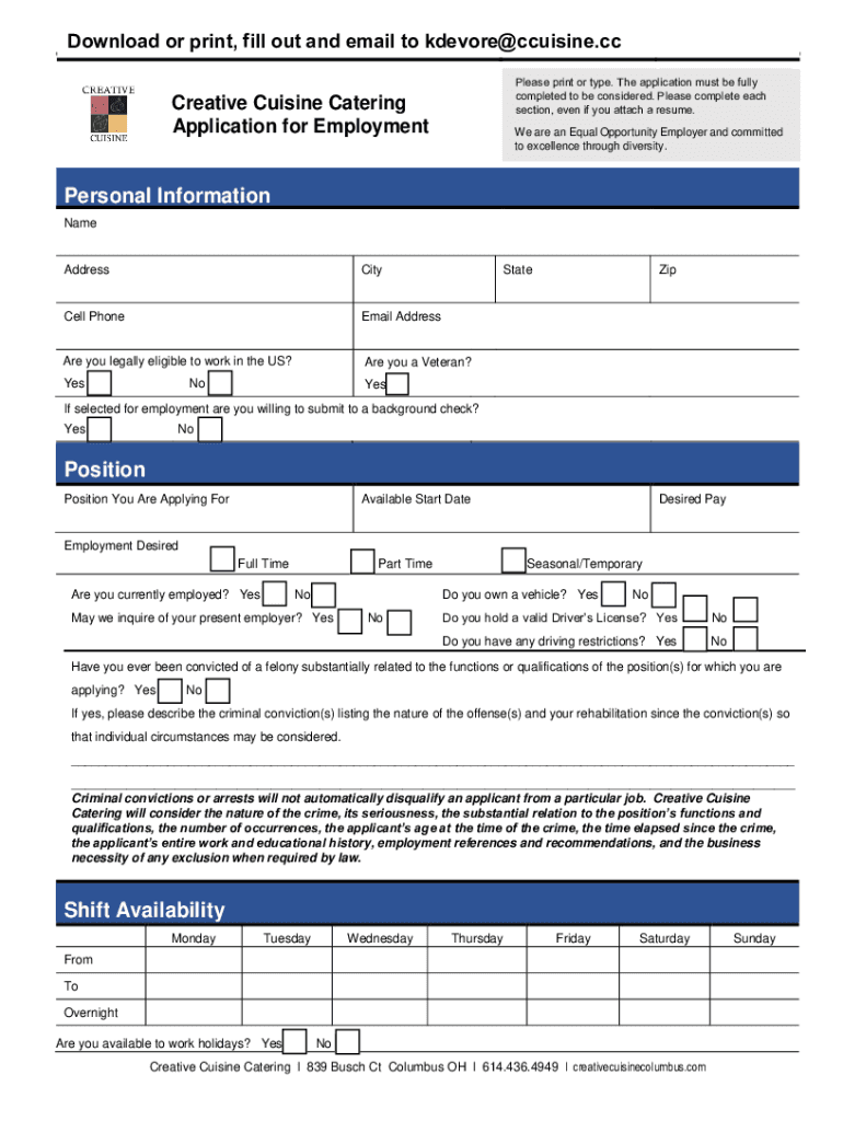 Fillable Online Job Application Form - Columbus Fax Email Print - pdfFiller