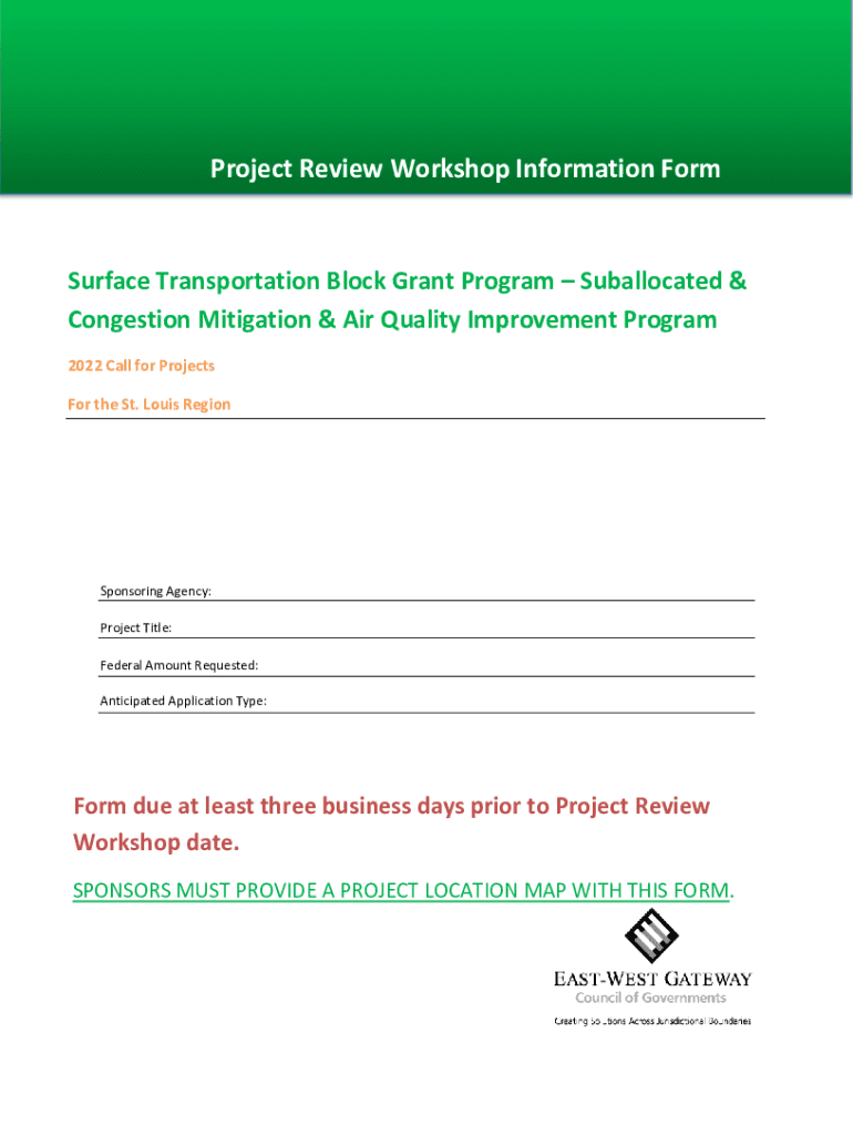 Fillable Online Project Review Workshop Information Form Fax Email ...