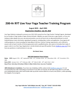 Fillable Online 200-Hr RYT Live Your Yoga Teacher Training Program Fax Email Print - pdfFiller