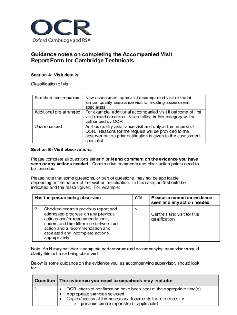 Fillable Online Guidance on completing the Cambridge Technicals ...