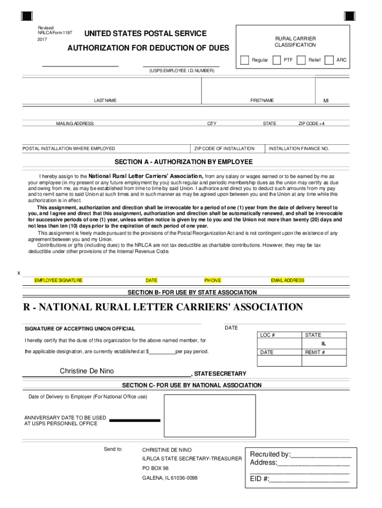Fillable Online 924 Authorization for Dues Withholding - About USPS ...