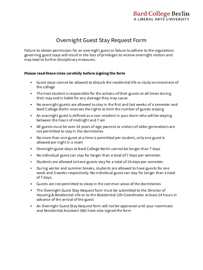 Fillable Online Overnight Guest Stay Request Form 10.11.22 Fax Email ...