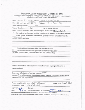 Fillable Online web2 co merced ca Merced County Receipt of Donation Form Fax Email Print - pdfFiller