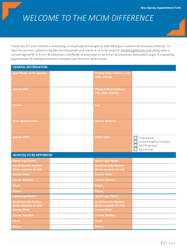 Fillable Online WELCOME TO THE MCIM DIFFERENCE Fax Email Print - pdfFiller