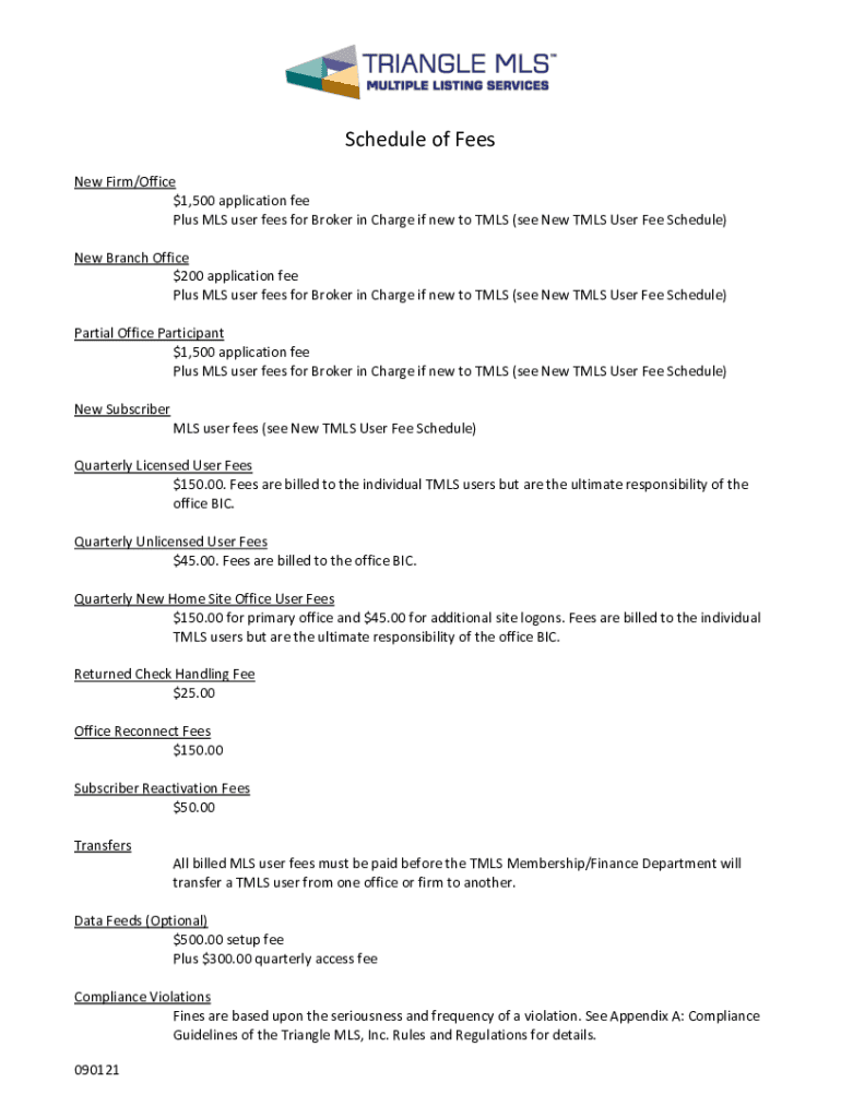Fillable Online Schedule of Fees and Payment Form Fax Email Print ...