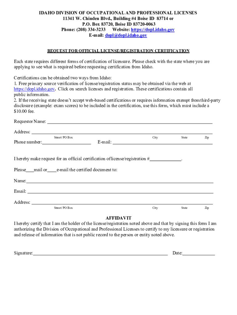 Fillable Online dbs idaho State of idaho division of public works Fax ...