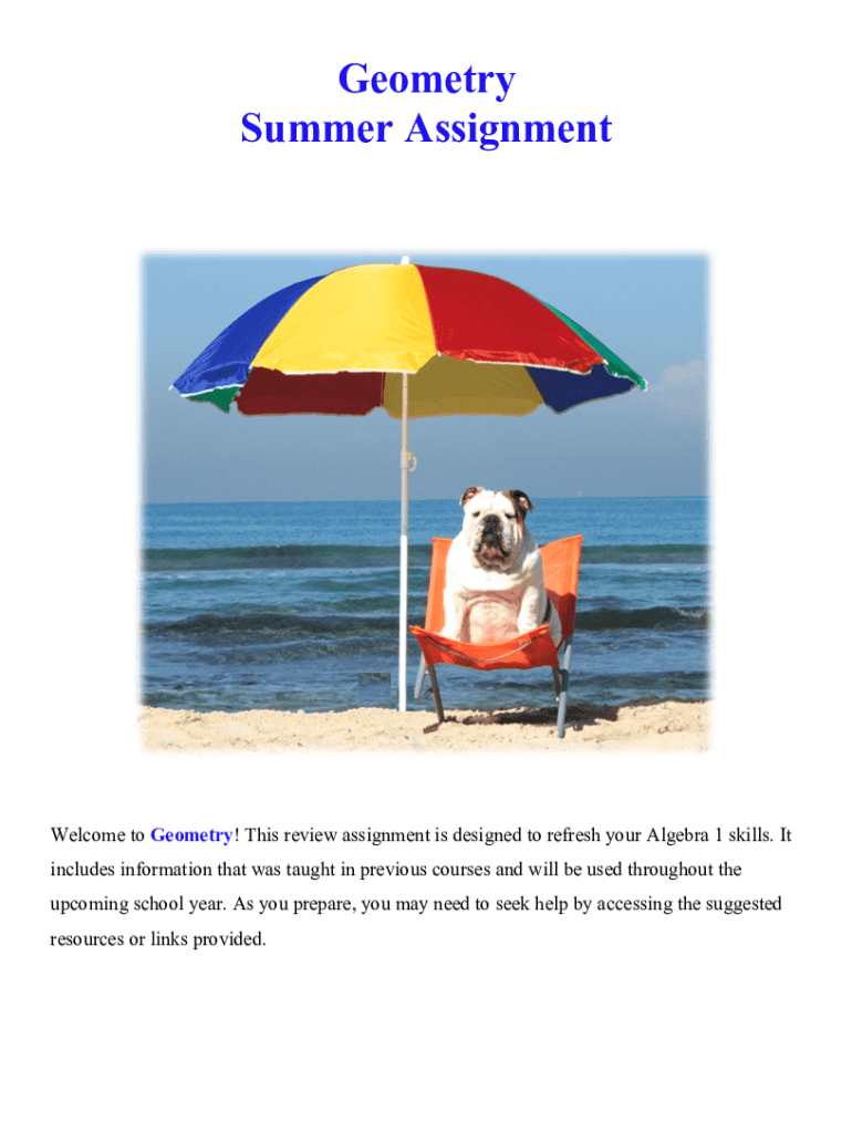 Fillable Online Geometry Summer Assignment Fax Email Print - pdfFiller