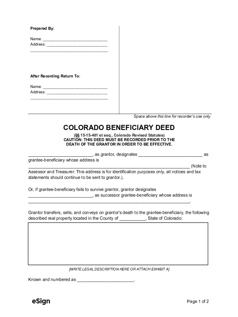 Fillable Online Colorado Beneficiary Deed Form Fax Email Print - pdfFiller