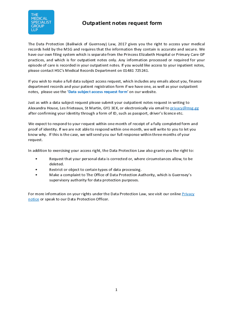 Fillable Online Outpatient notes request form Fax Email Print - pdfFiller