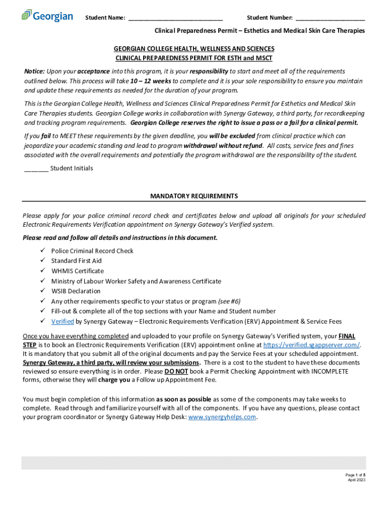 Fillable Online BSCN ONLY Clinical Preparedness Permit Forms Fax Email Print - pdfFiller