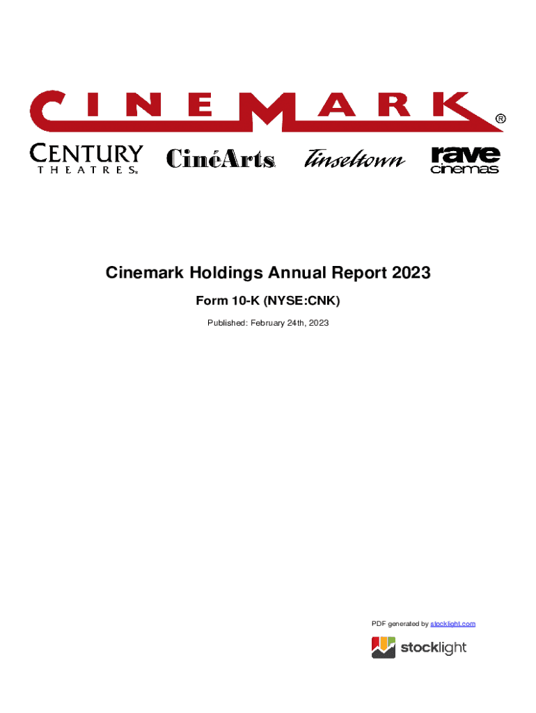 Fillable Online Cinemark 10KForm 10-K of Cinemark Holdings Inc (CNK ...