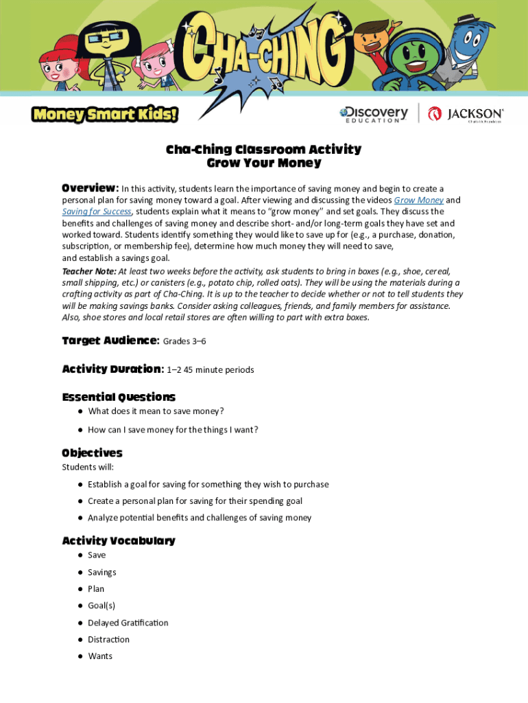 Fillable Online Cha Ching Classroom Activity Spend Your Money Wisely fillable-online-cha-ching-classroom-activity-spend-your-money-wisely