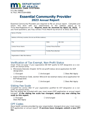 Essential Community Provider Annual Report . Template for MDH employees ...