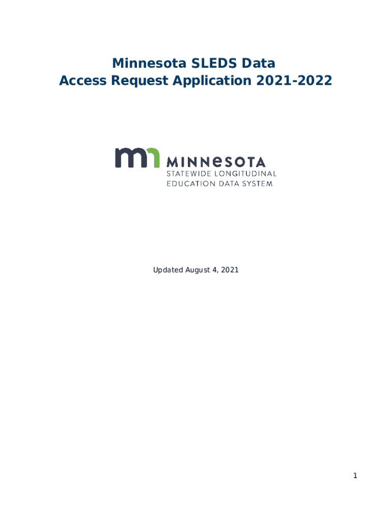 SLEDS Data Access Request Application - education state mn Doc Template | pdfFiller