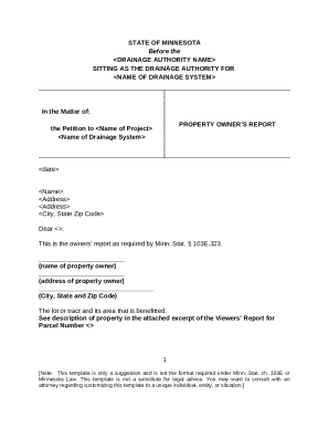 Property Owners' Report - bwsr state mn Doc Template | pdfFiller