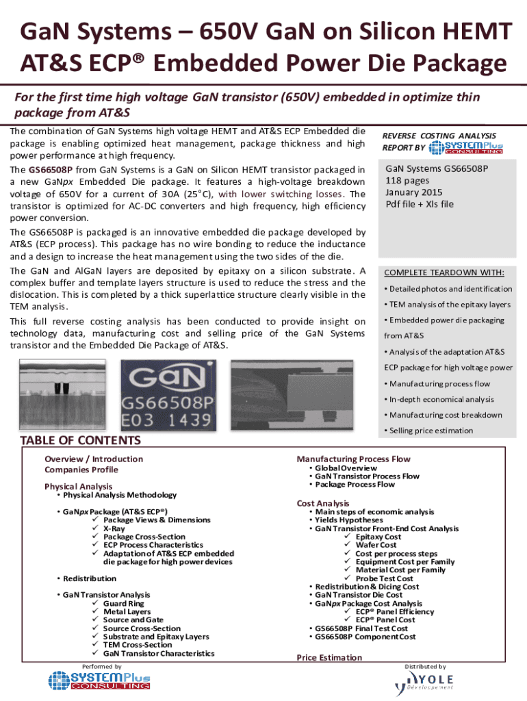 Fillable Online GS66516T Top-side cooled 650 V E-mode GaN transistor ...