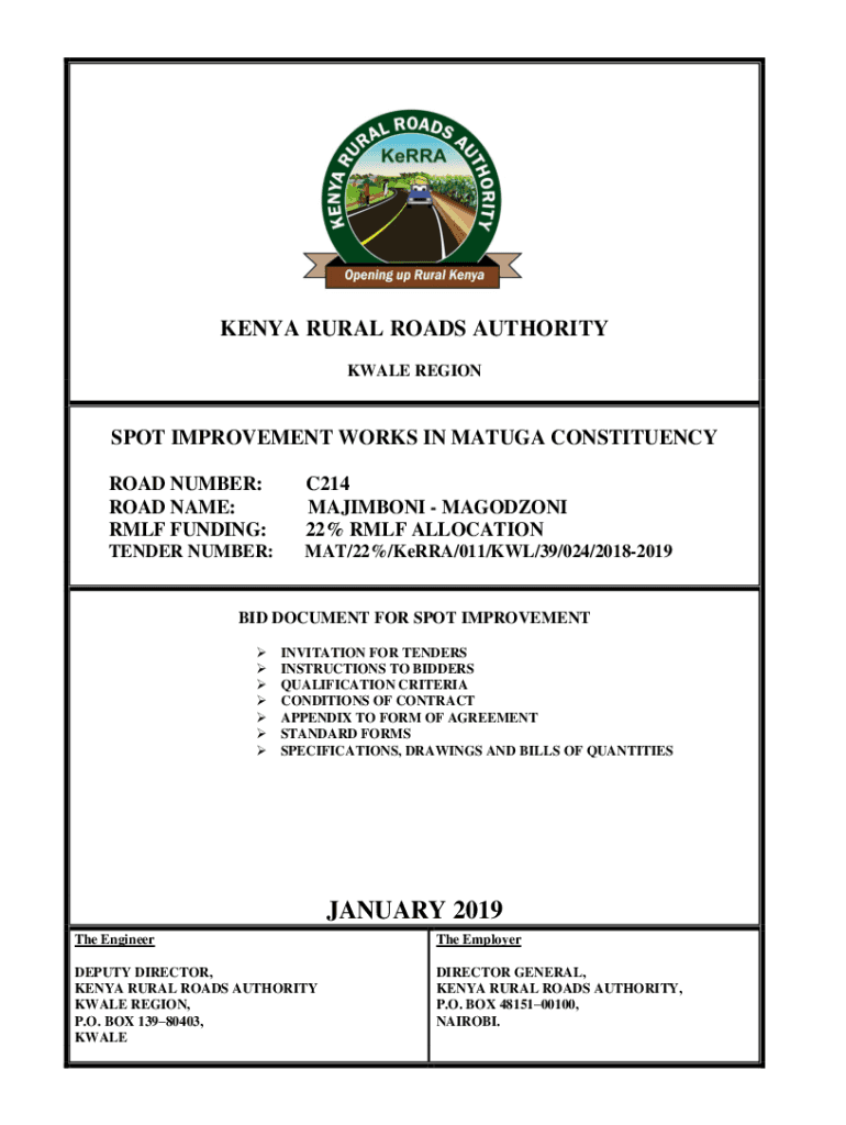 Fillable Online kerra go SPOT IMPROVEMENT WORKS IN MATUGA CONSTITUENCY Fax Email Print - pdfFiller