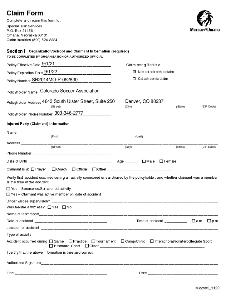 Fillable Online Cabot - Risk Strategies LLC Student Accident Claim Form Fax Email Print - pdfFiller