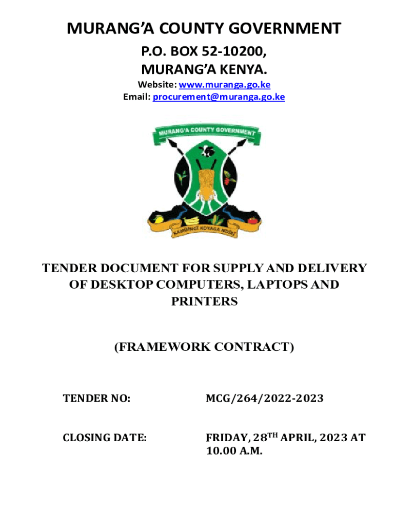 Fillable Online MURANG'A COUNTY ASSEMBLY - Tenders in Kenya from ... Fax Email Print - pdfFiller