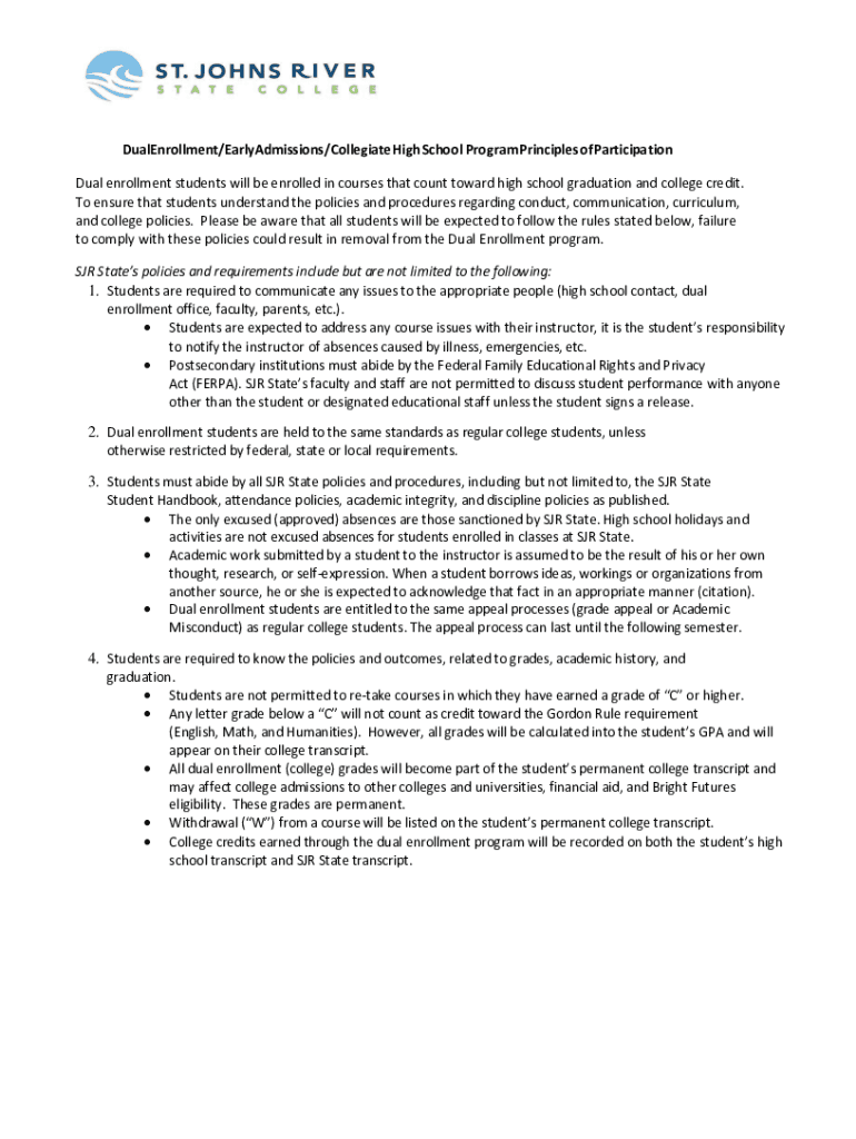 Fillable Online Dual Enrollment/Early Admissions/Collegiate High School ... Fax Email Print ...