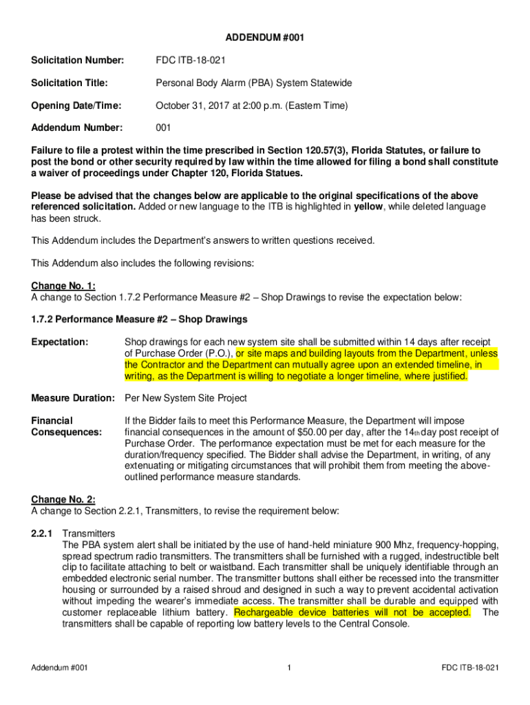 Fillable Online ADDENDUM #001 Fax Email Print - pdfFiller