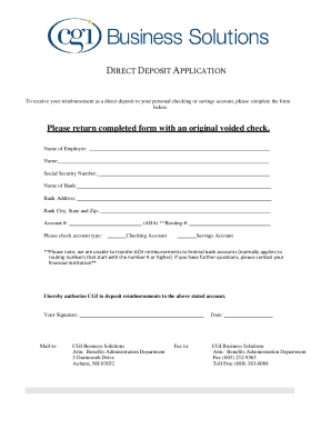 Fillable Online DIRECT DEPOSIT APPLICATION Fax Email Print - pdfFiller