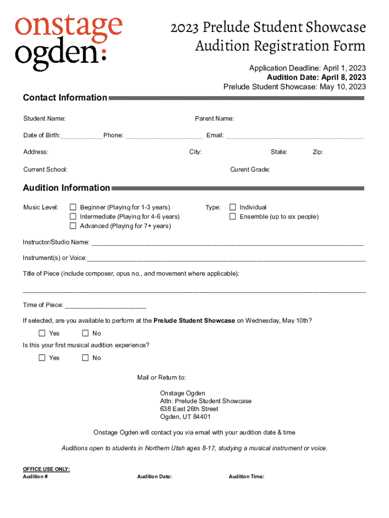 Fillable Online New Student Audition Form - Spring '23 Fax Email Print ...