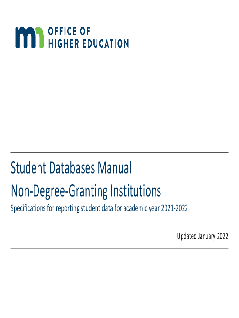 Fillable Online Student Databases Manual Non-Degree-Granting Institutions Fax Email Print ...