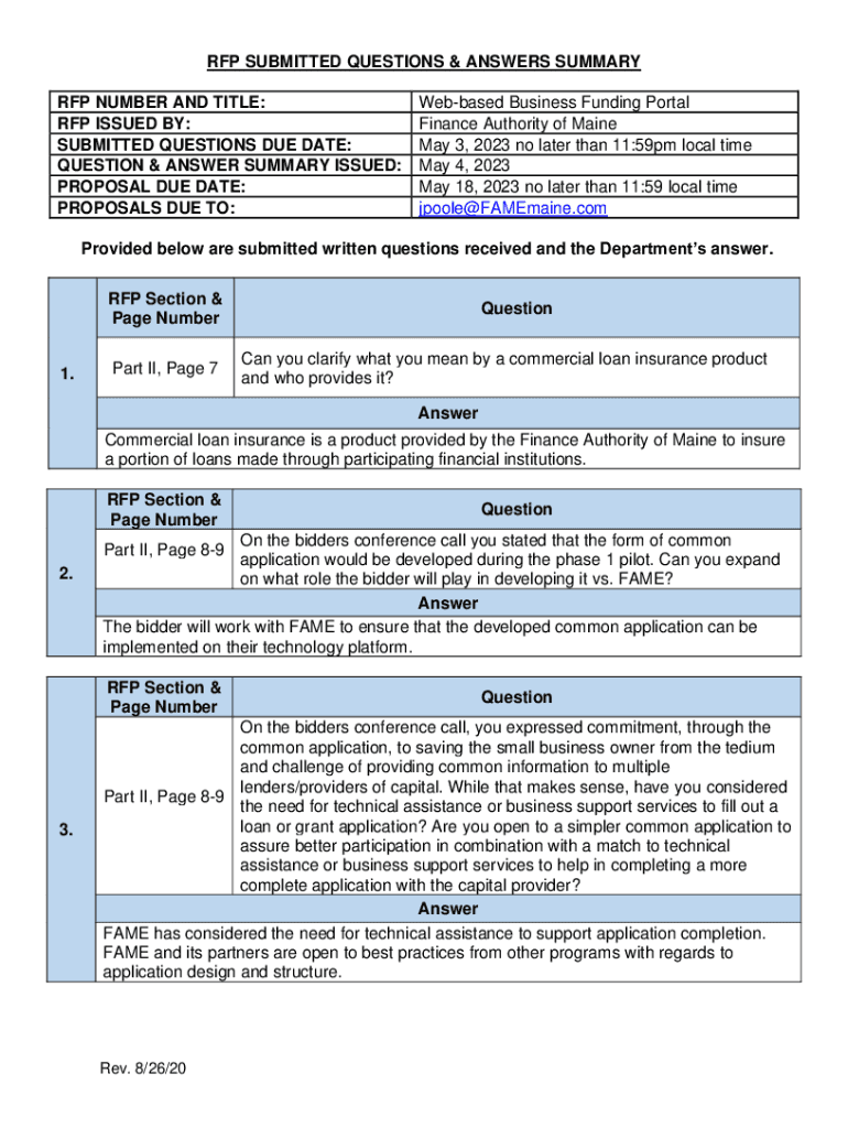 Fillable Online Web-based Business Funding Portal RFP ISSUED BY Fax ...
