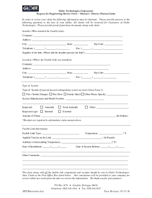 Fillable Online Globe Technologies Corporation Claim Form Fax Email ...