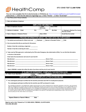 Fillable Online otc covid test claim form Fax Email Print - pdfFiller